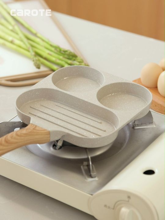 CAROTE Nonstick Frying Pan Egg Burger& Steak 3in1 Multifunctional ...