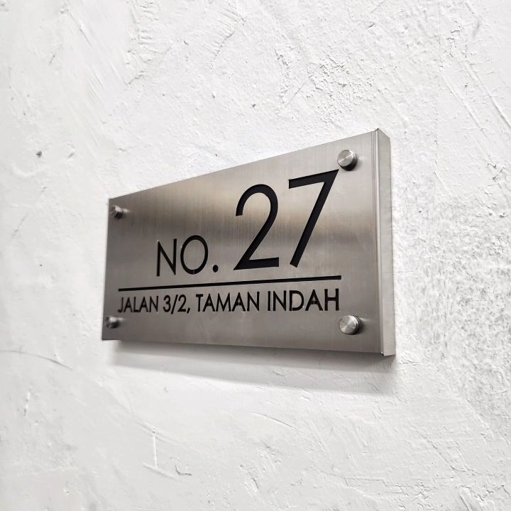 Stainless Steel 304 Laser House Plate Address Nombor Rumah Metal Fully ...