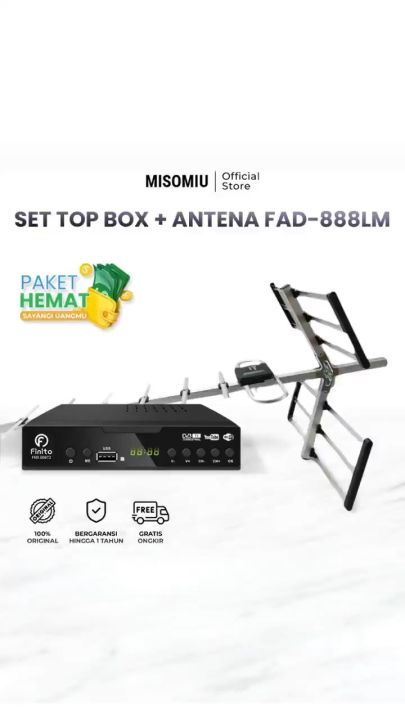 PAKET LENGKAP Set Top Box Finito + Antena Outdoor 888LM Gratis Kabel ...