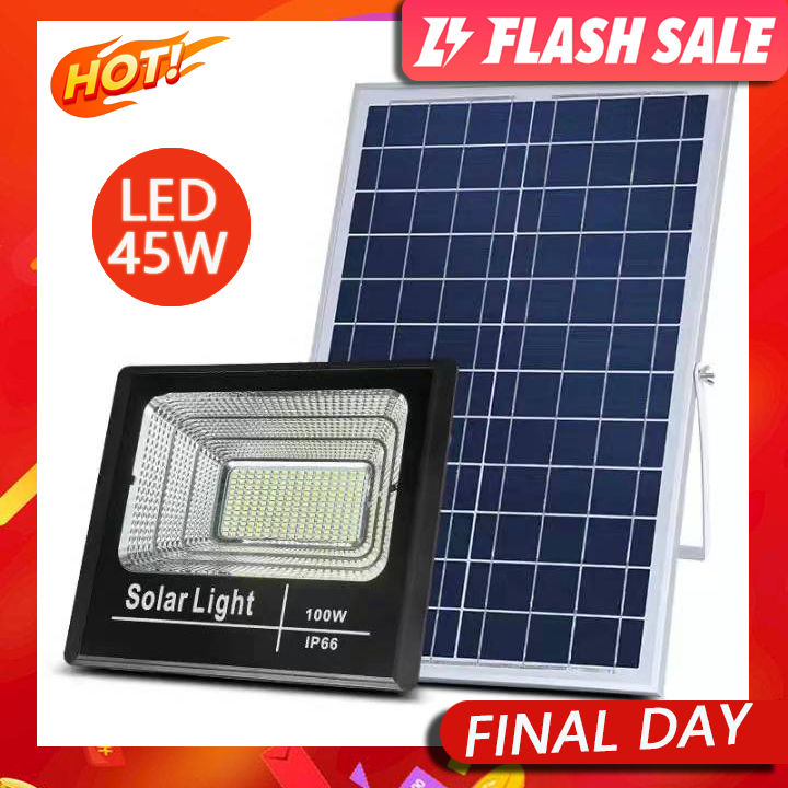 ไฟโซล่าเซลล์ 45w 100w 120w 200w 450w 600w 700w solar light ไฟสีขาว ไฟสปอตไลท์ ไฟ solar cell กัน ...