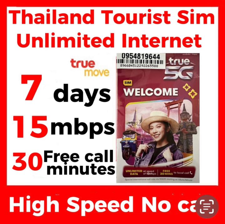 Thailand True Move 7days Unlimited Internet Travel Prepaid SIM Card ...