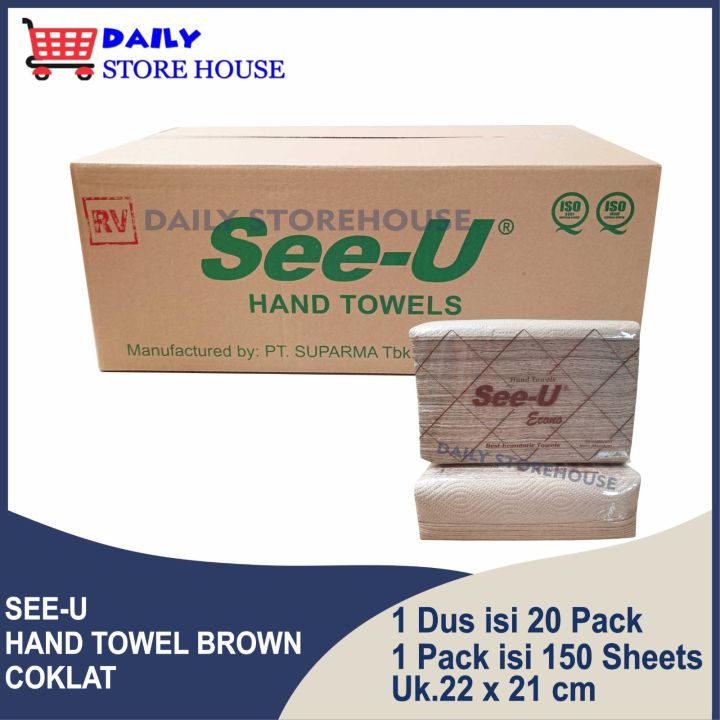 1 Dus Tissue See-U Hand Towel Warna Coklat Tissue Paper Brown Tisu ...