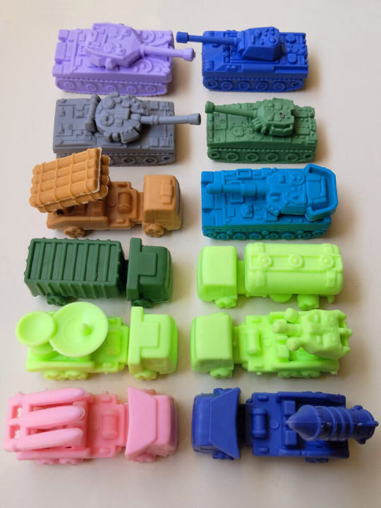 Large Size Assembly Tank Missile Car Rubber Eraser Blind Box Military ...