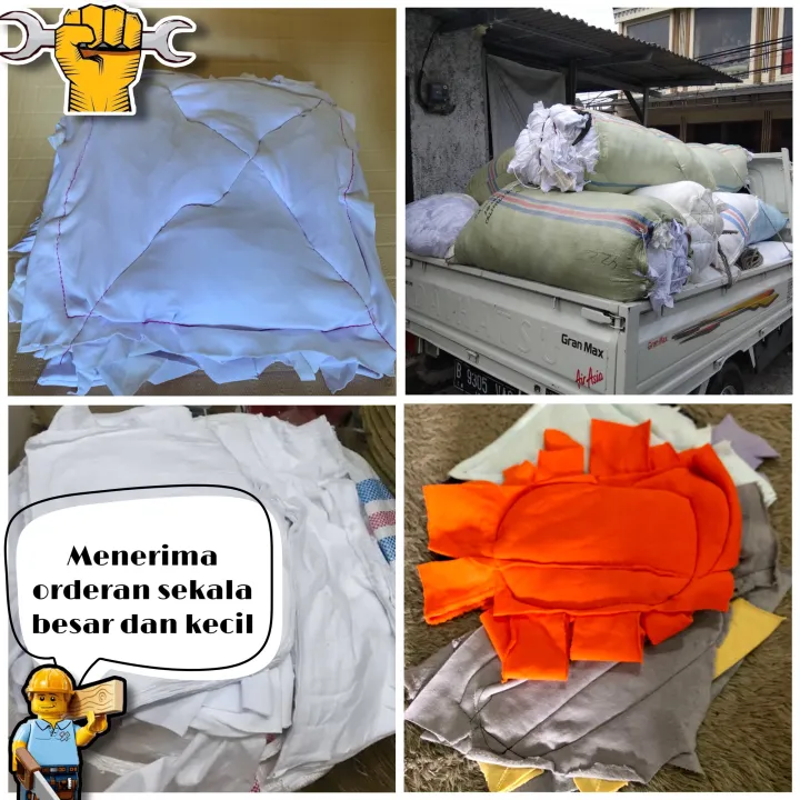 Kain Lap Majun 1kg Berwarna/putih (Bahan serap cair dan minyak ...