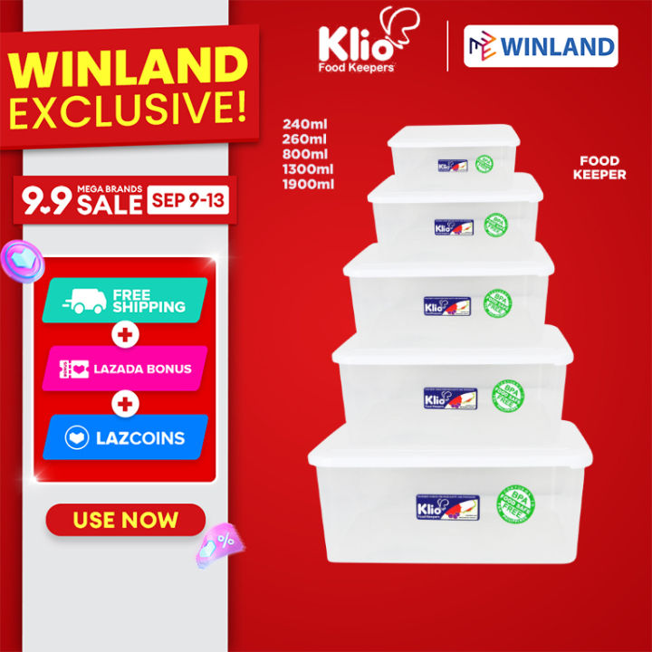 Klio by Winland Rectangular Stackable Food Keeper Kitchenware Container ...