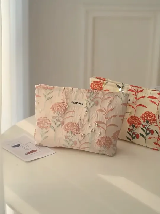 Pouch Make Up Bermotif Bunga /Tas Kosmetik Wanita Aksesoris /Tempat ...