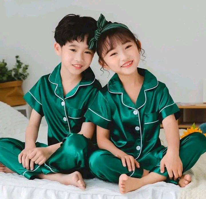 Terno pajama set plain silk for kids | Lazada PH