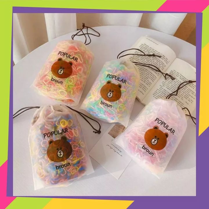 Karet rambut warna warni 250 gram/karet jepang/aksesoris rambut ...