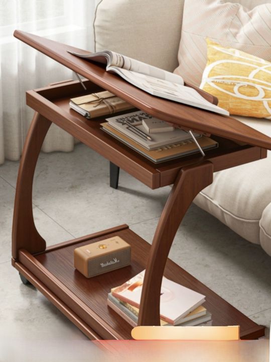 Portable Small Coffee Table Solid Wood Sofa Side Table Living Room ...