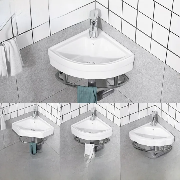 Mini Triangle Wash Basin Toilet Wall Hanging Corner Sink Balcony ...