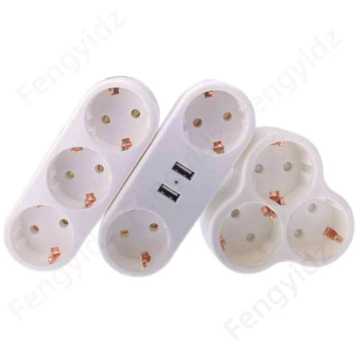 European Type Conversion Plug 1 To 2/3/4 Way EU Germany Standard Power ...