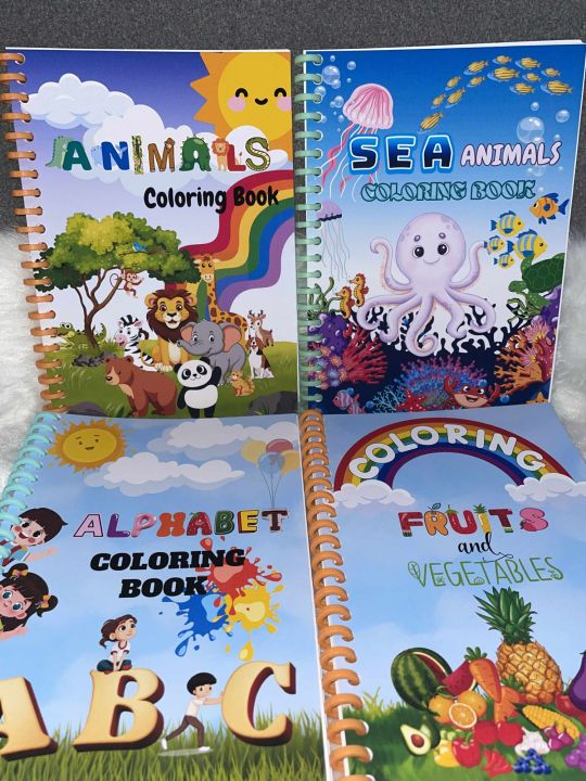 A5 Coloring Book for Kids 3-8 Years, Sea animals, Fruits, Vegetables ...