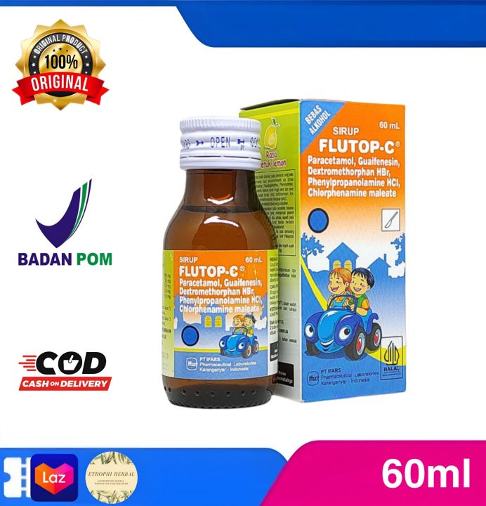Flutop C Sirup 60 ml - Obat Batuk Pilek Anak Rasa Jeruk BPOM Halal MUI ...