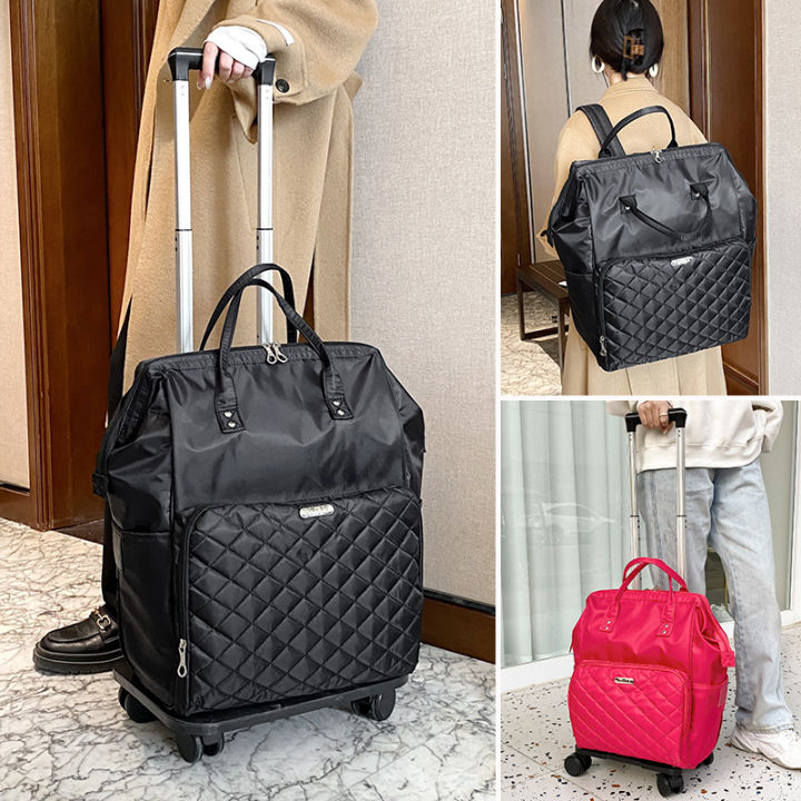 Universal Wheel Folding Trolley Bag Shoulder Backpack Travel Bag ...