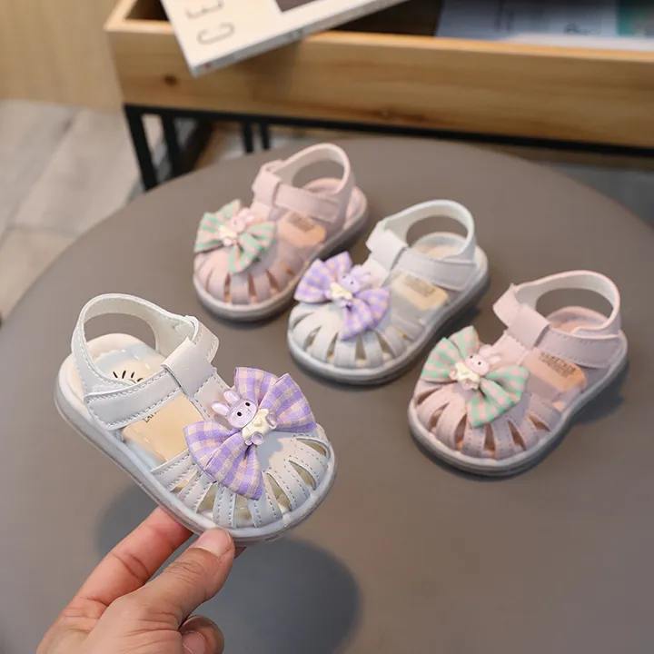 Summer New Soft Bottom Head Covering Girls Sandals Anti-Slip Butterfly ...