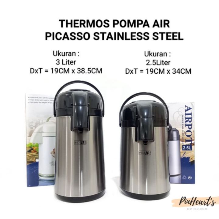 THERMOS POMPA STAINLESS STEEL UKURAN 3LITER & 2.5LITER | THERMOS POMPA ...