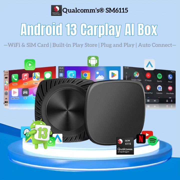 AI Android 13 Carplay Box - 8-Core Snapdragon 4G LTE, Wireless CarPlay/Android Auto, 4+64GB ...