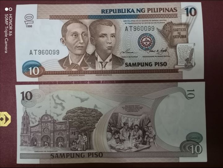 1998 Philippine 10 Piso New UNC Genuine old Banknote | Lazada