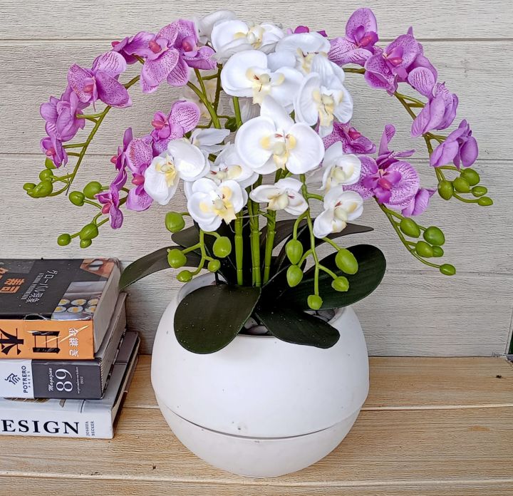 bunga anggrek kain kecil 8 cabang artificial mix warna | Lazada Indonesia
