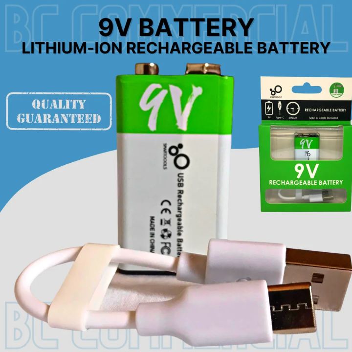 SMARTOOOLS | 9V LITHIUM | RECHARGEABLE BATTERY | TYPE C USB CORD ...
