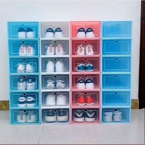 Large Size Shoe Box Storage Candy Color Clear Hard plastic Foldable ...