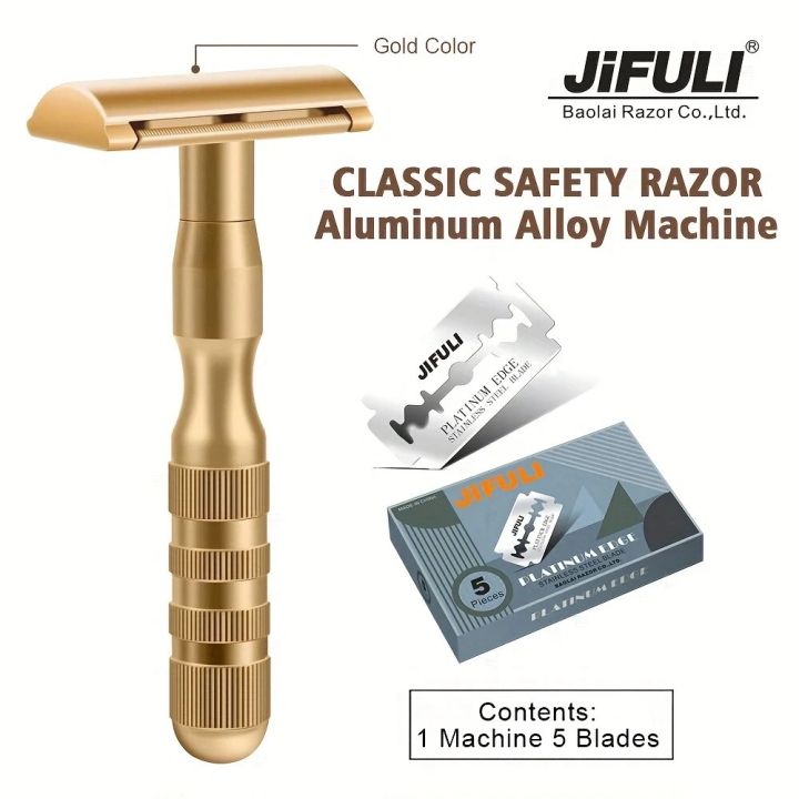 1 Machine +5 Blades, High Quality Classic Double Edge Safety Razor For ...