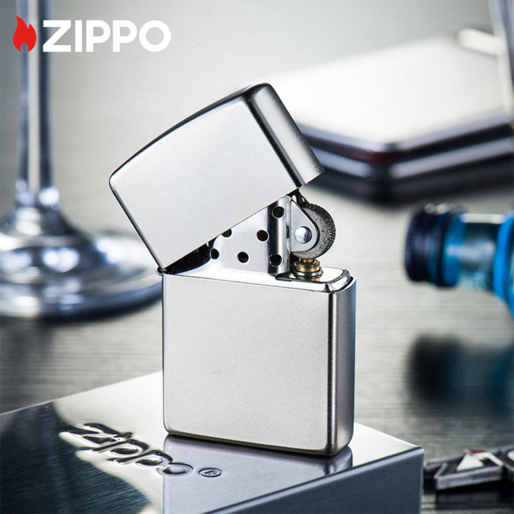 Zippo Satin Chrome Windproof Pocket Lighter（ Lighter Without Fuel Inside ) | Zippo 205 ของแท้ ...