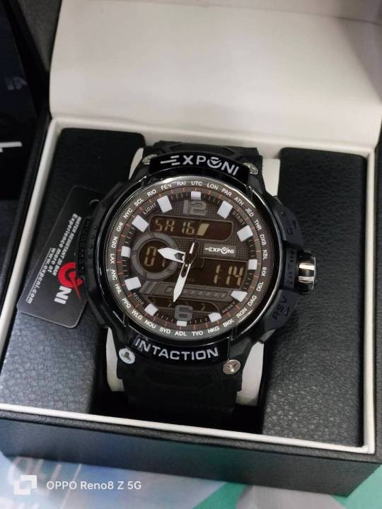 นาฬิกาแบรนด์ Exponi งานแท้ กันน้ำ หน้าจอแสดงผล 2 ระบบ ตั้งปลุก จับเวลา ...