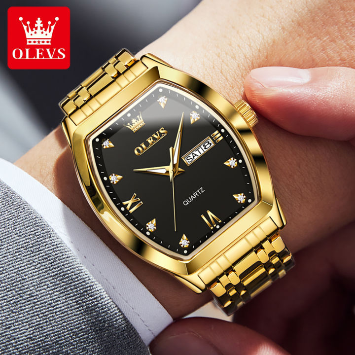 OLEVS 2024 ใหม่นาฬิกาผู้ชายของแท้แบรนด์หรูแฟชั่นสบายๆเพชรปฏิทินกันน้ำนาฬิกาควอทซ์ส่องสว่าง ...