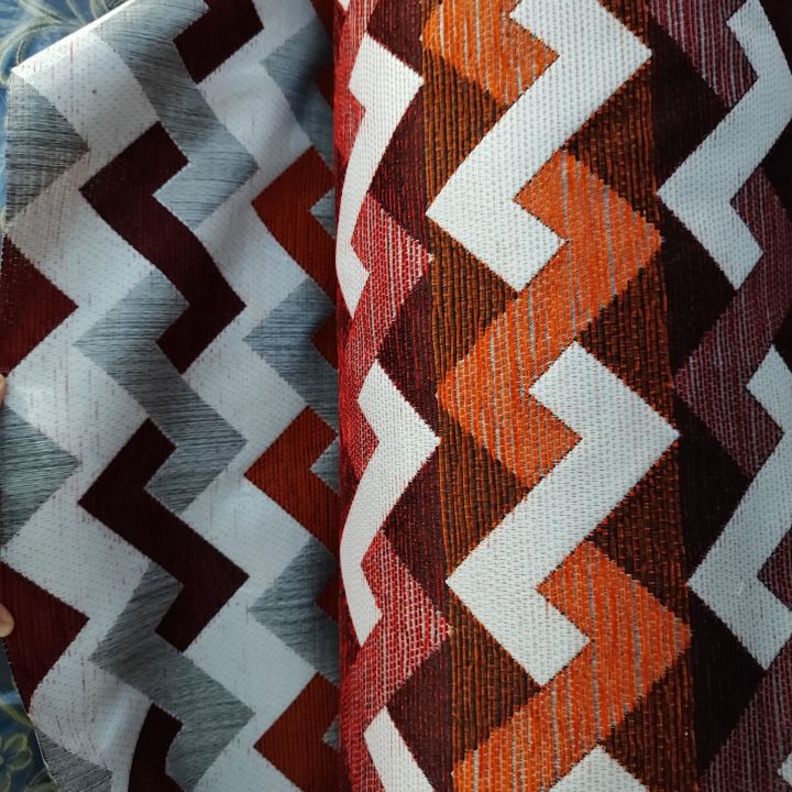 KAIN SOFA MOTIF ZIG ZAG // KAIN SOFA METERAN // KAIN JOK // BANTALAN ...