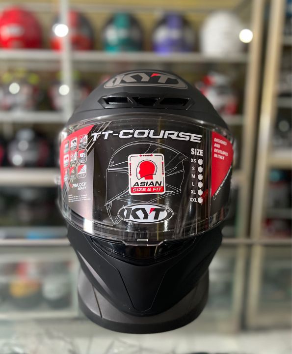 HELM KYT TT COURSE BLACK DOFF HELM FULL FACE ORIGINAL KYT | Lazada ...