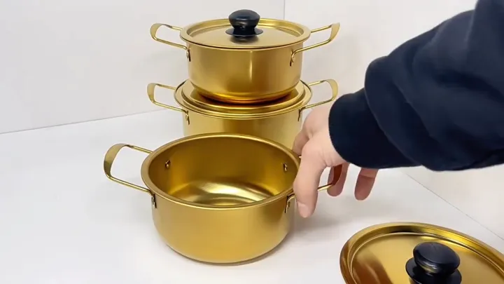 🐻DAILY2U🐻 Korean Style Gold Ramen Noodle Pot 18cm / Periuk Mee Korea ...