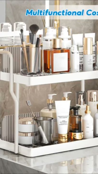 PACKONE Cosmetic Storage Rack 2-Layer Makeup Rack Acrylic Multifunction ...