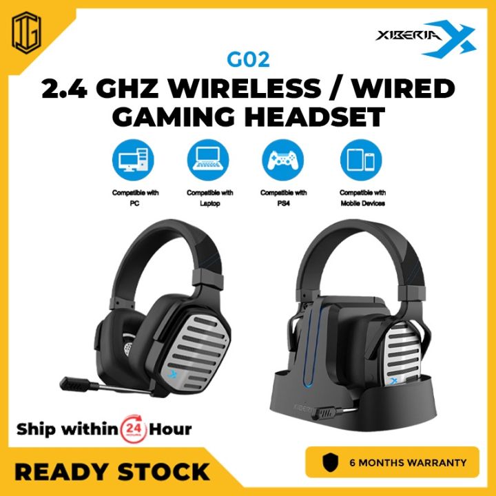 XIBERIA G02 2.4GHz Wireless Headphone Gaming Headset Station Dual ...