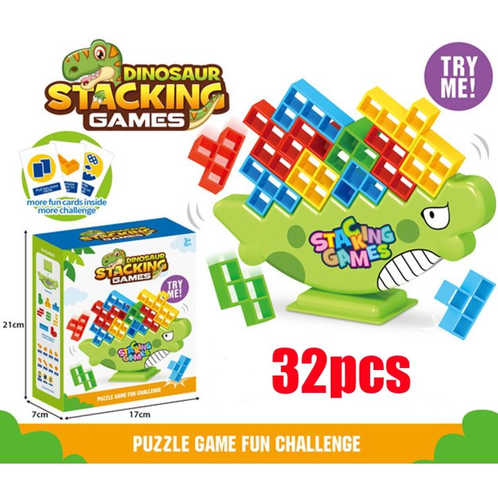 48-64 Stacking Blocks Tetra Tower Balance Game Stacking Building Blocks ...