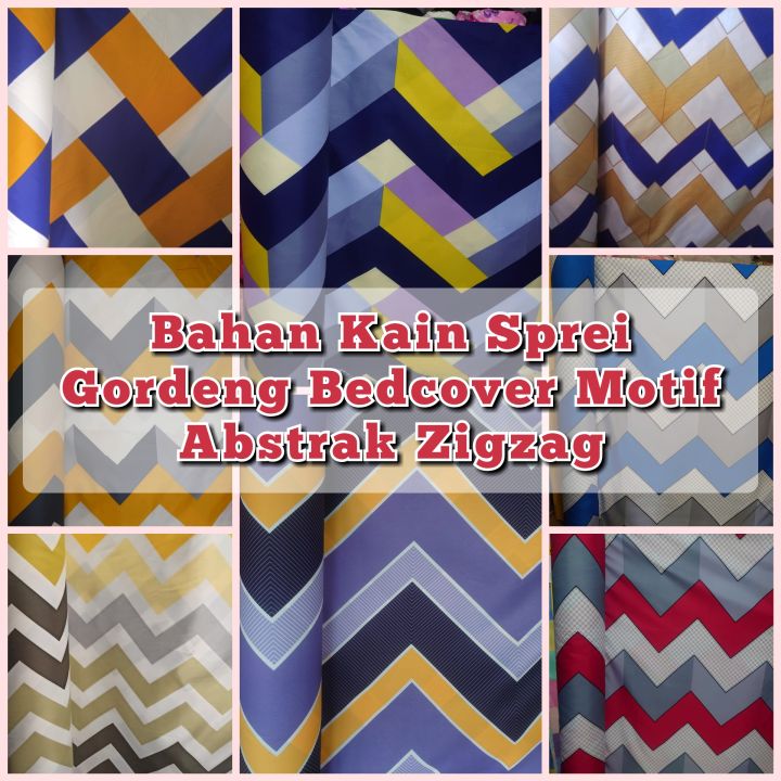 Bahan Kain Sprei Meteran Motif Abstrak Zigzag Lebar 240cm Kain Katun ...