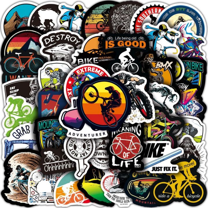 50/100pcs Cool Racing Bicycle Mountain Bike Stickers Graffiti MTB Vinyl ...