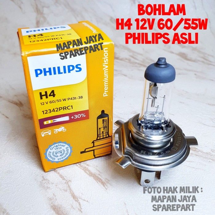 PHILIPS BOHLAM LAMPU DEPAN H4 PANTHER KIJANG YARIS VIOS SWIFT - 60/55W ...