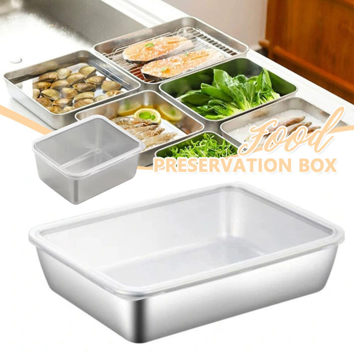 INI Stainless Steel Rectangle Plate With Lid Sealing Leakproof Food ...
