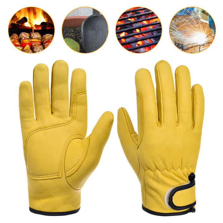 Huankai Wear-Resistant Cowhide Work Gloves Leather Workers Work Welding Safety Protection For ...