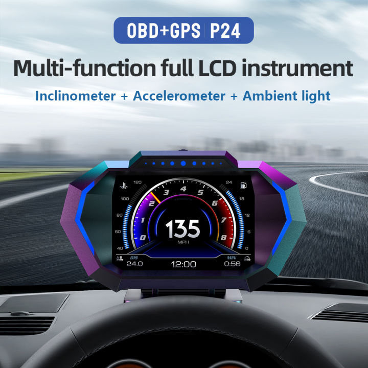 OBD + GPS HUD P24 Car OBD Head Up Display HUD on Board Computer Digital ...
