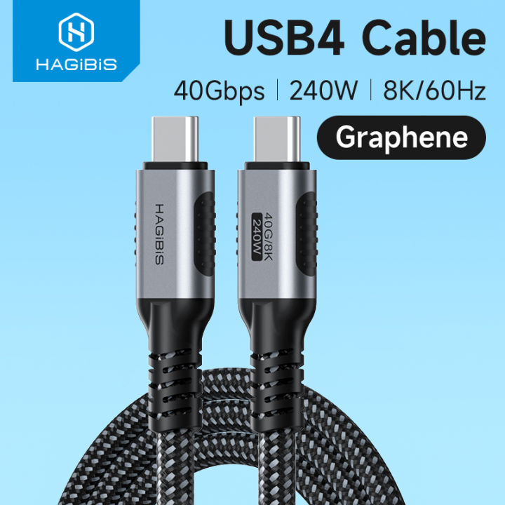 Hagibis USB 4 Cable Graphene Braided USB C To USB C 240W Fast Charging ...