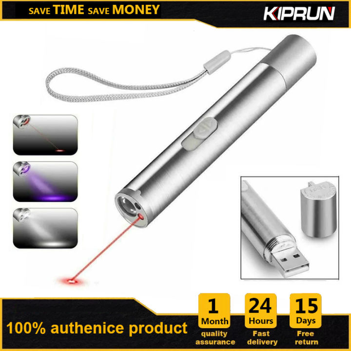 KIPRUN 3 in 1 USB Rechargeable Red Dot Laser Light Super Laser Pointer ...