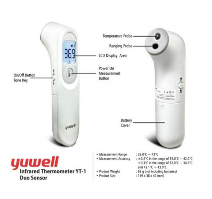 YUWELL YT -1/ TERMOMETER YUWELL YT-1/ THERMO GUN YUWELL YT 1 | Lazada ...
