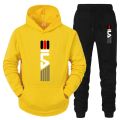 ผู้ชายHooded Sweatshirt + กางเกงขายาว 2 ชิ้นชุดชุดกีฬาชุดลําลองJogger ...