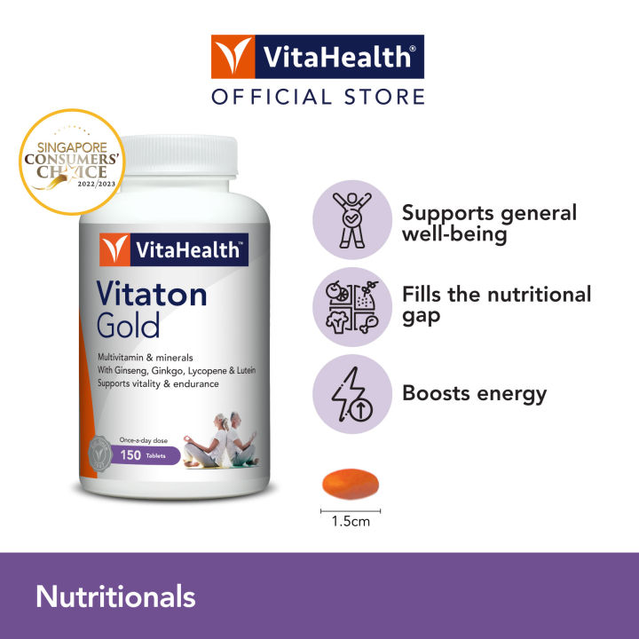 Vitaton Gold [EXP04-2027] - 26 Nutrients, Ginseng, Ginkgo, Nutrition ...
