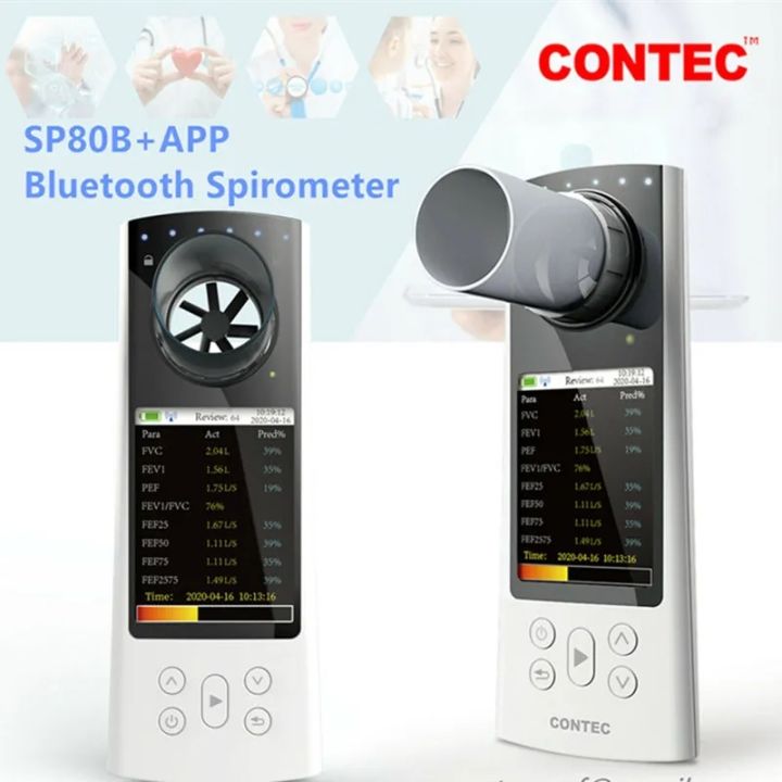 CONTEC SP80B Spirometer Bluetooth Digital Diagnostik Pernafasan Paru ...