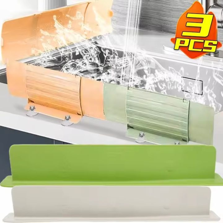 3PCS Kitchen Sink Water Splash Guard Washing Basin Anti-splash Stopper ...