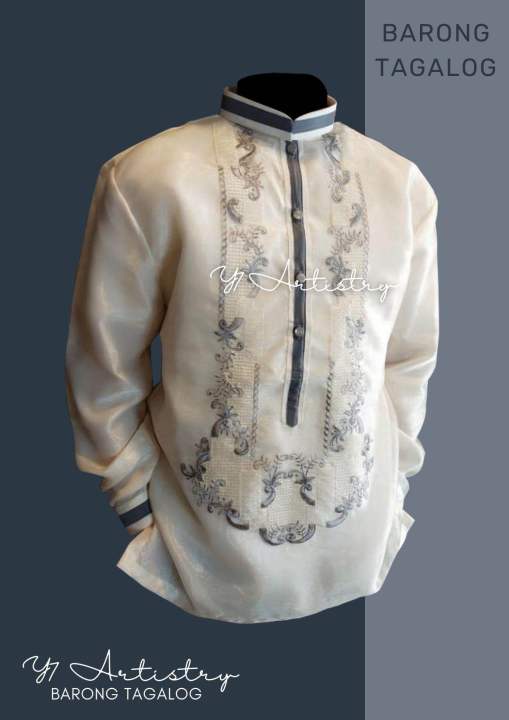 Men’s Barong Tagalog (gray/cream( | Lazada PH