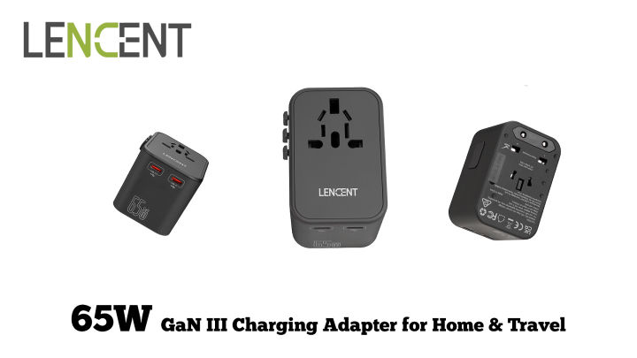 LENCENT GaN III 65W Universal Travel Adapter, Worldwide Wall Charger ...